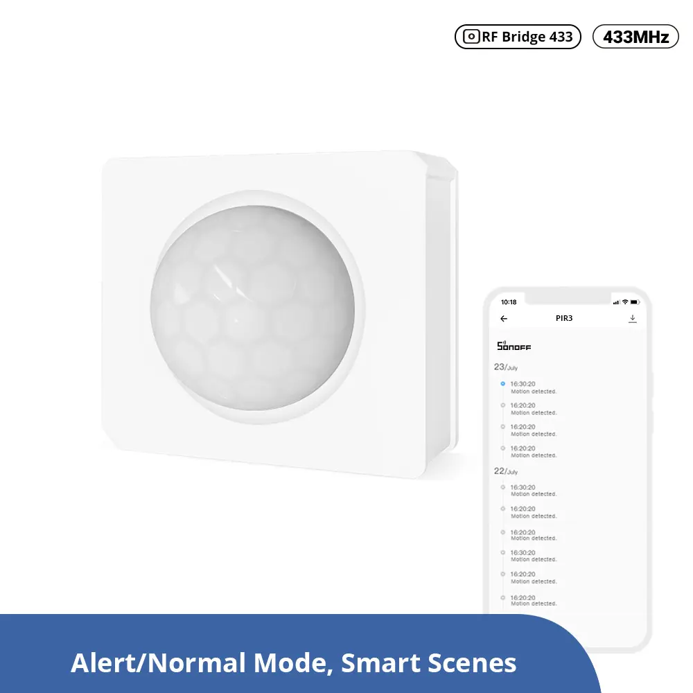 SONOFF PIR3-RF – 433MHZ RF PIR Motion Sensor